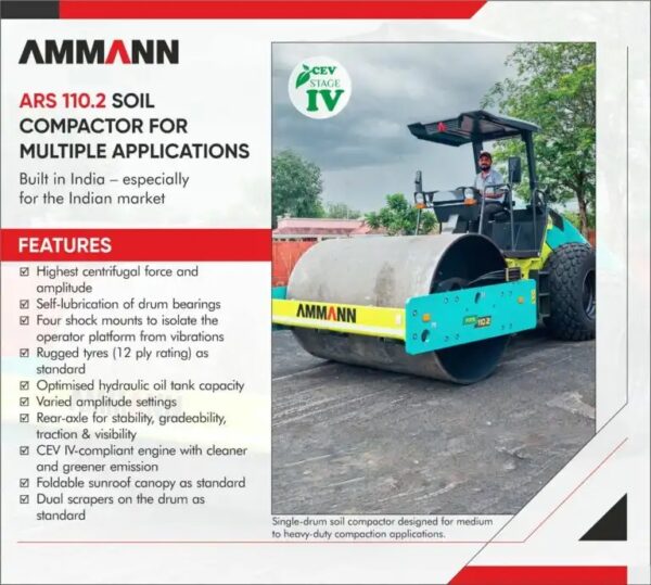Ammann ARS 110.2 Soil Compactor four-bearing vibratory system Tender